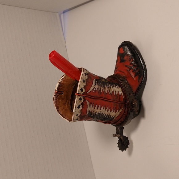 Office | Western Red Boot Pen Holder With Phoenix Detail | Poshmark